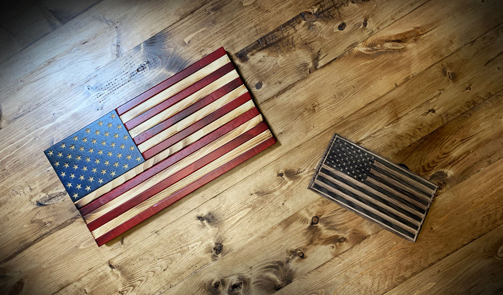 Wooden American Flag Decor | Wooden Office Desk Flags