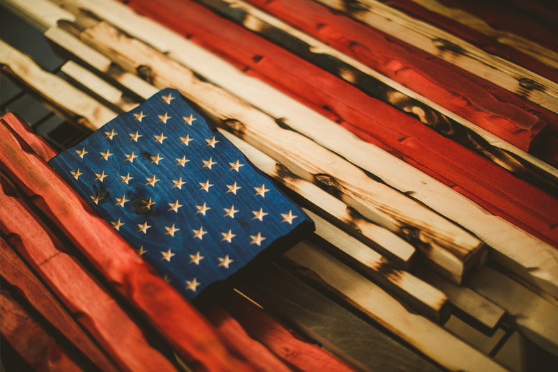 Combat Veteran Crafted Wooden Flags, Made in America