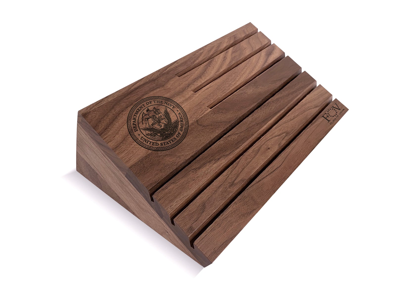 Wooden Desktop Challenge Coin Holder – Flags Of Valor
